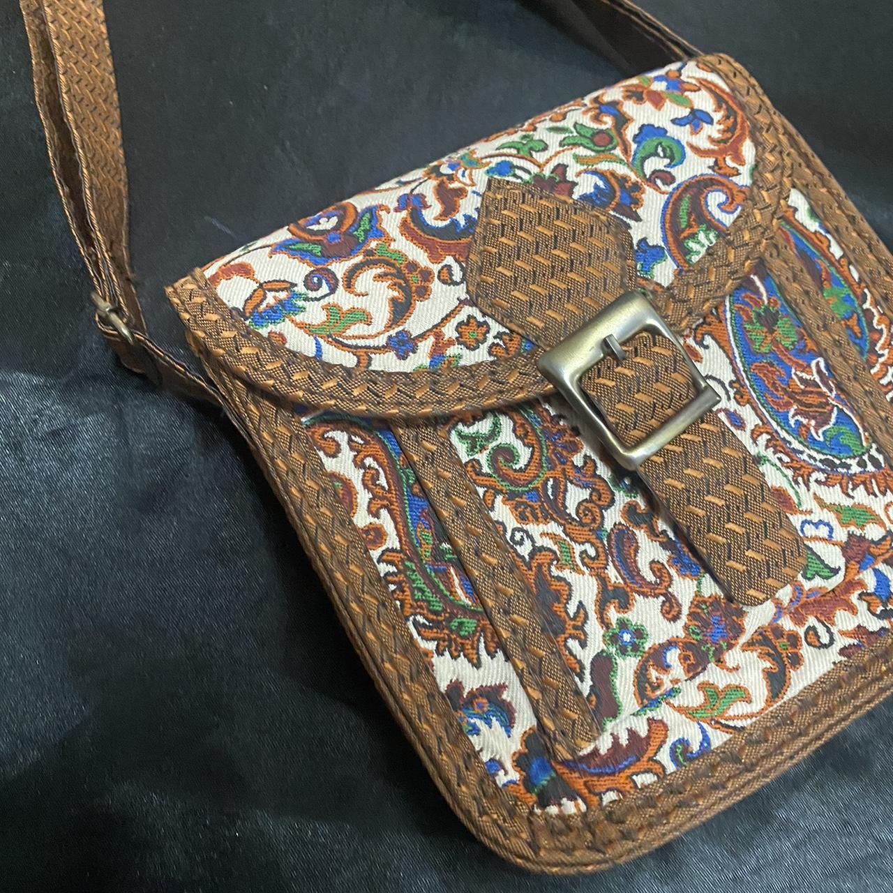 Vintage Turkish design handmade fabric satchel - Depop