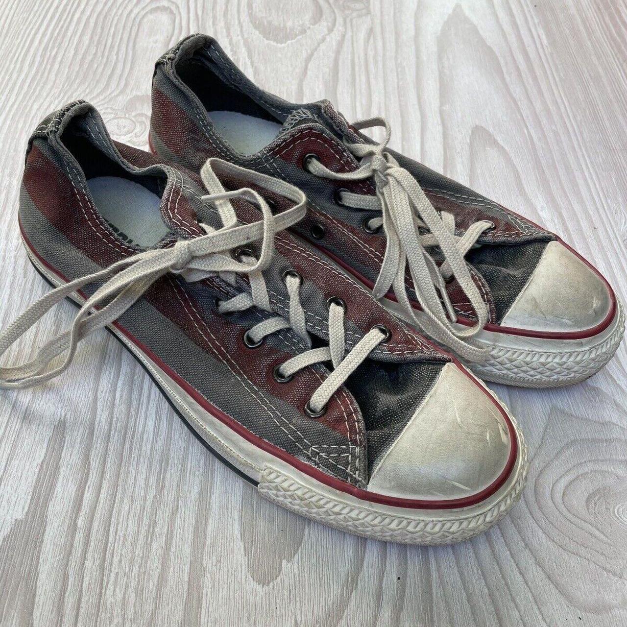 Converse Distressed Chuck Taylor Low All Star Washed... - Depop
