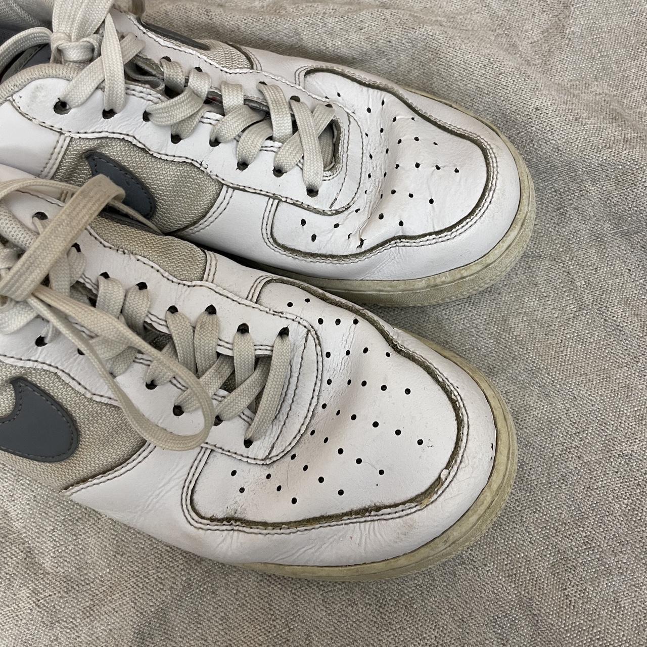 Rare Nike Air Force 1 White Grey Reflective Tick... - Depop