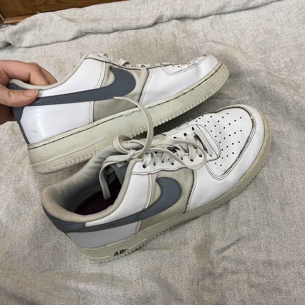 Rare Nike Air Force 1 White Grey Reflective Tick... - Depop