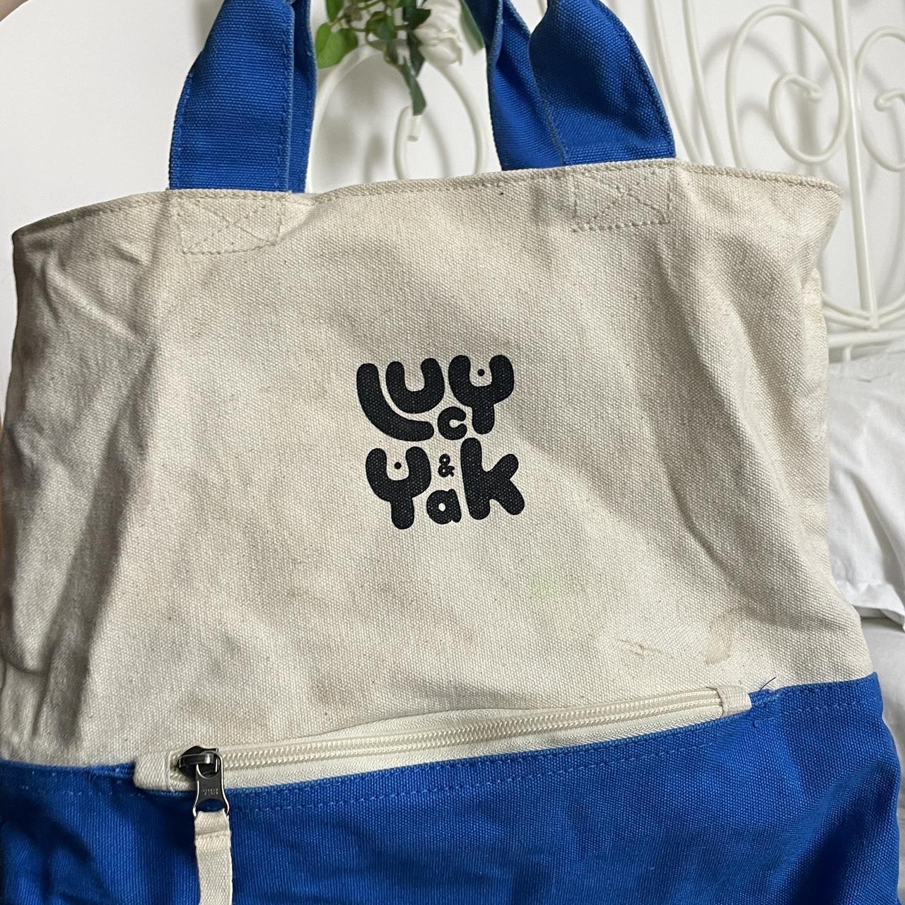 Lucy & Yak Rucksack Bag Blue / Cream Backpack Bag... - Depop