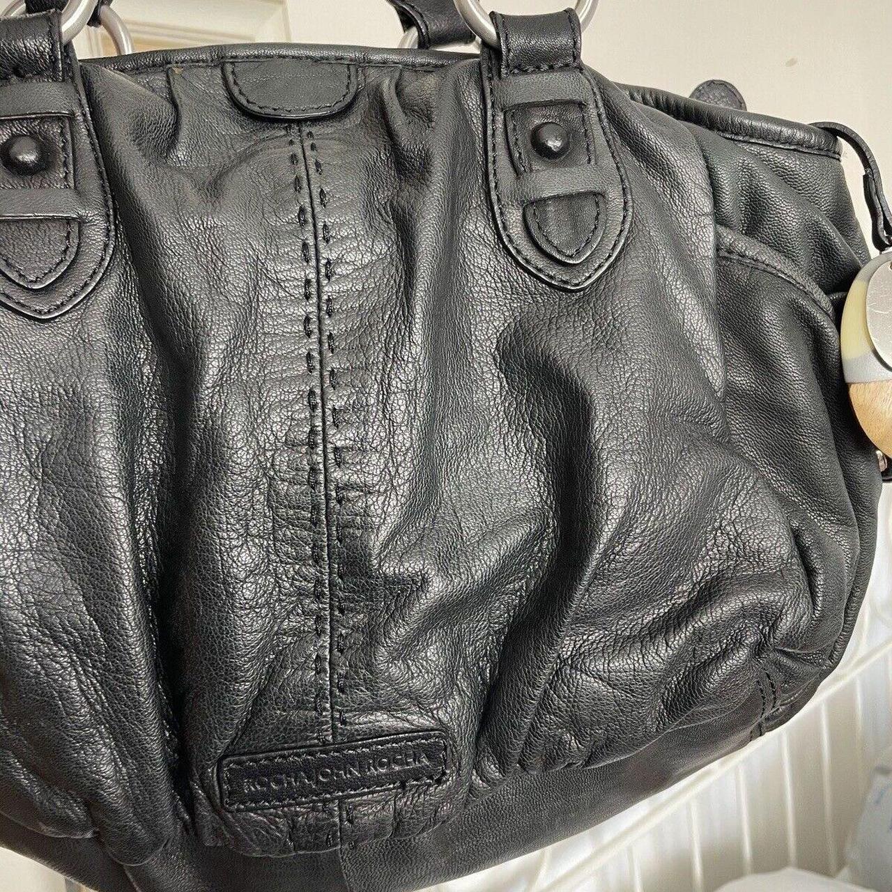 Rocha John Rocha Black Leather Bag Y2K Shoulder Bag... - Depop