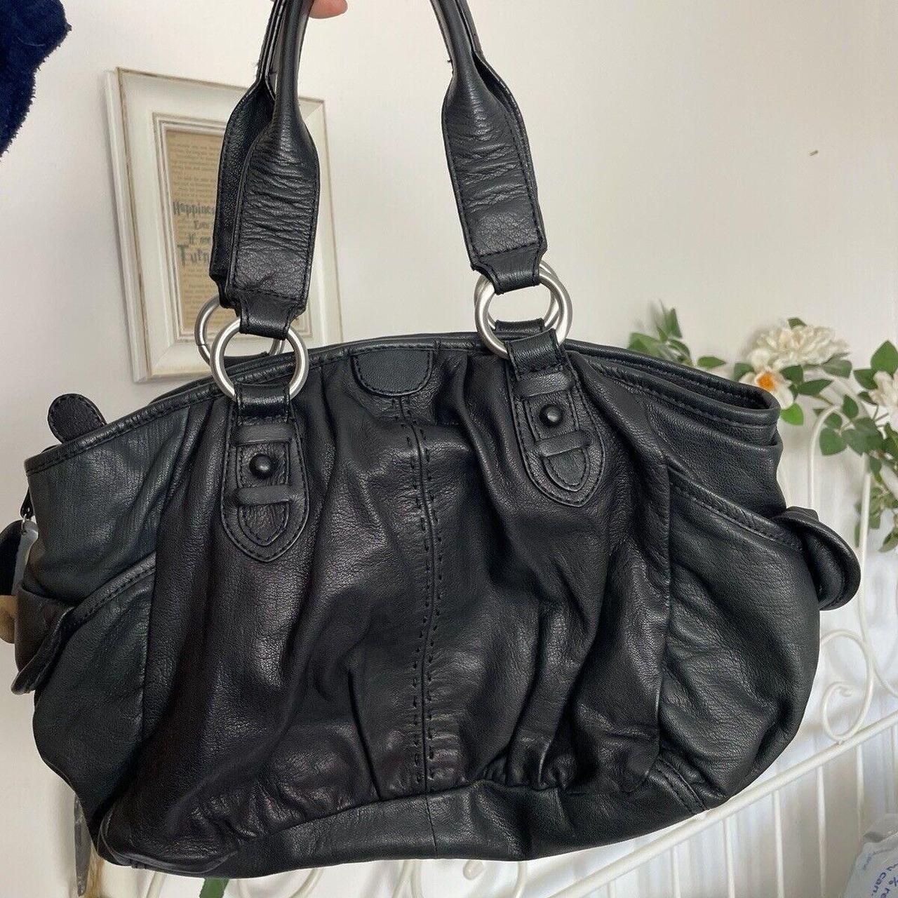 Rocha John Rocha Black Leather Bag Y2K Shoulder Bag... - Depop