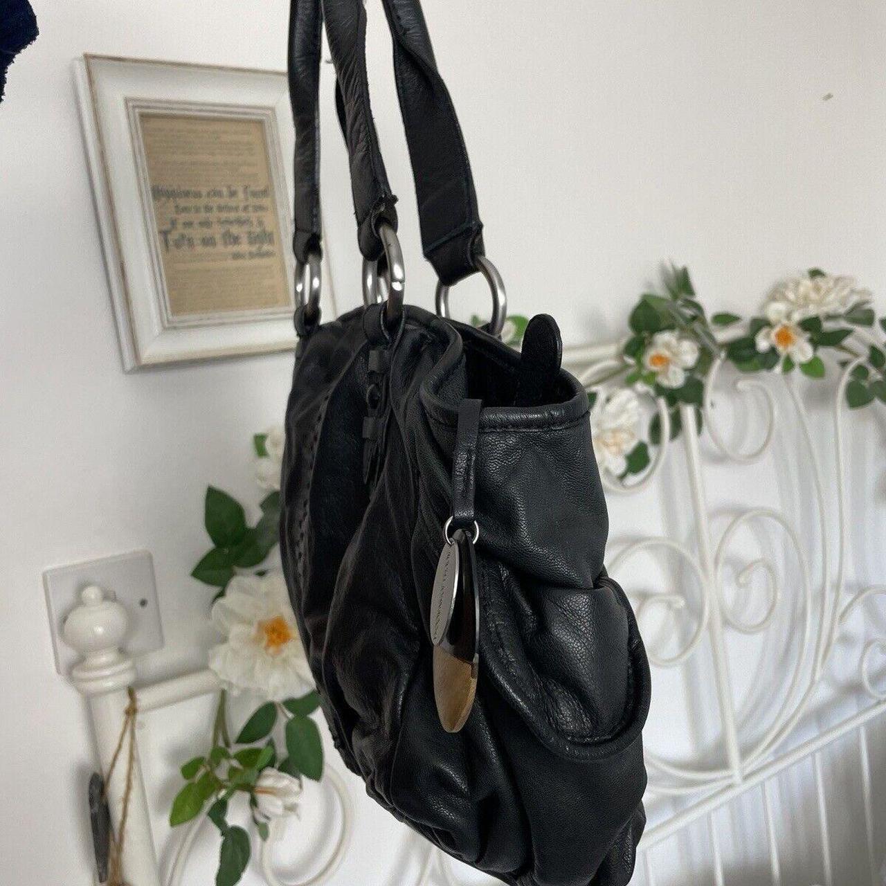 Rocha John Rocha Black Leather Bag Y2K Shoulder Bag... - Depop