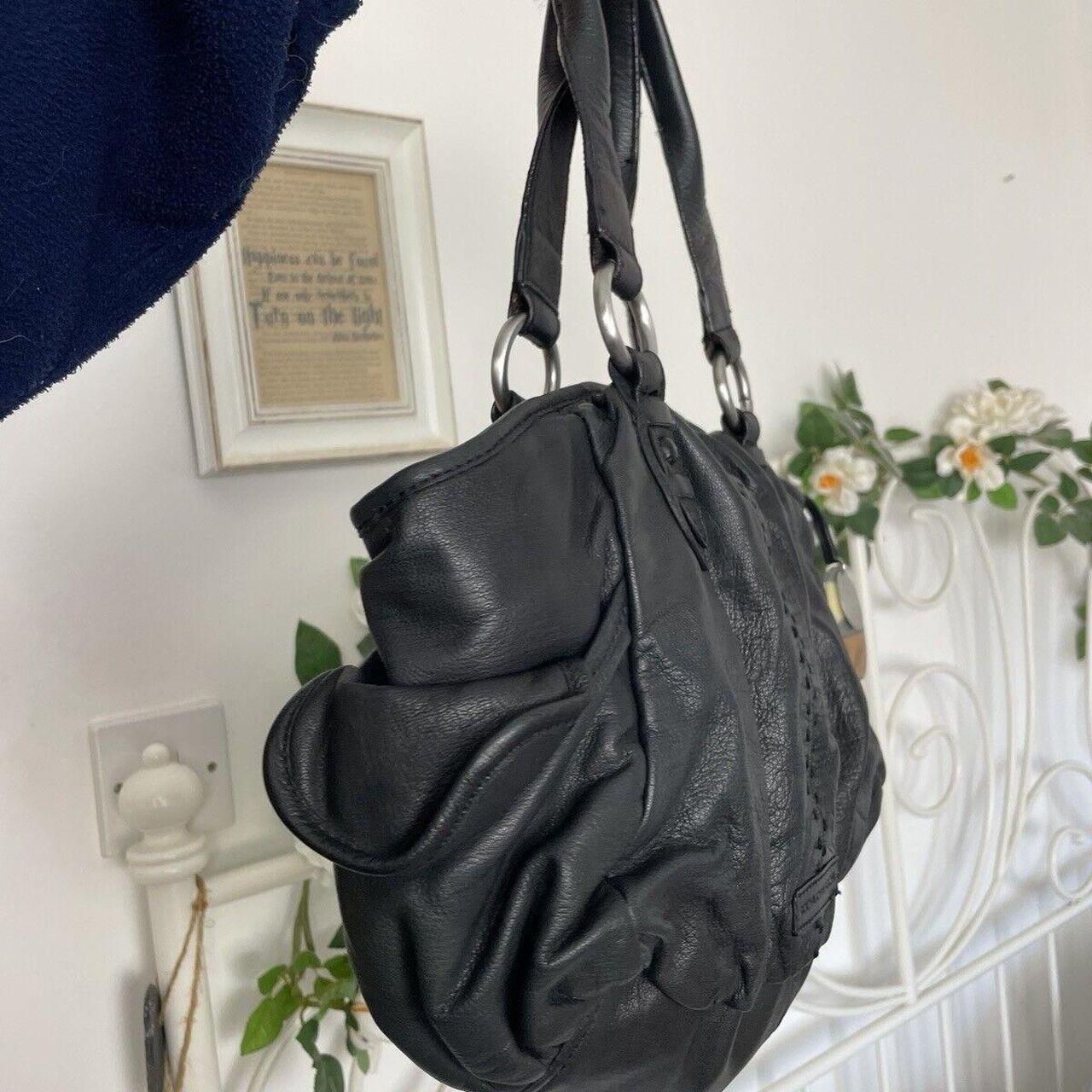 Rocha John Rocha Black Leather Bag Y2K Shoulder Bag... - Depop