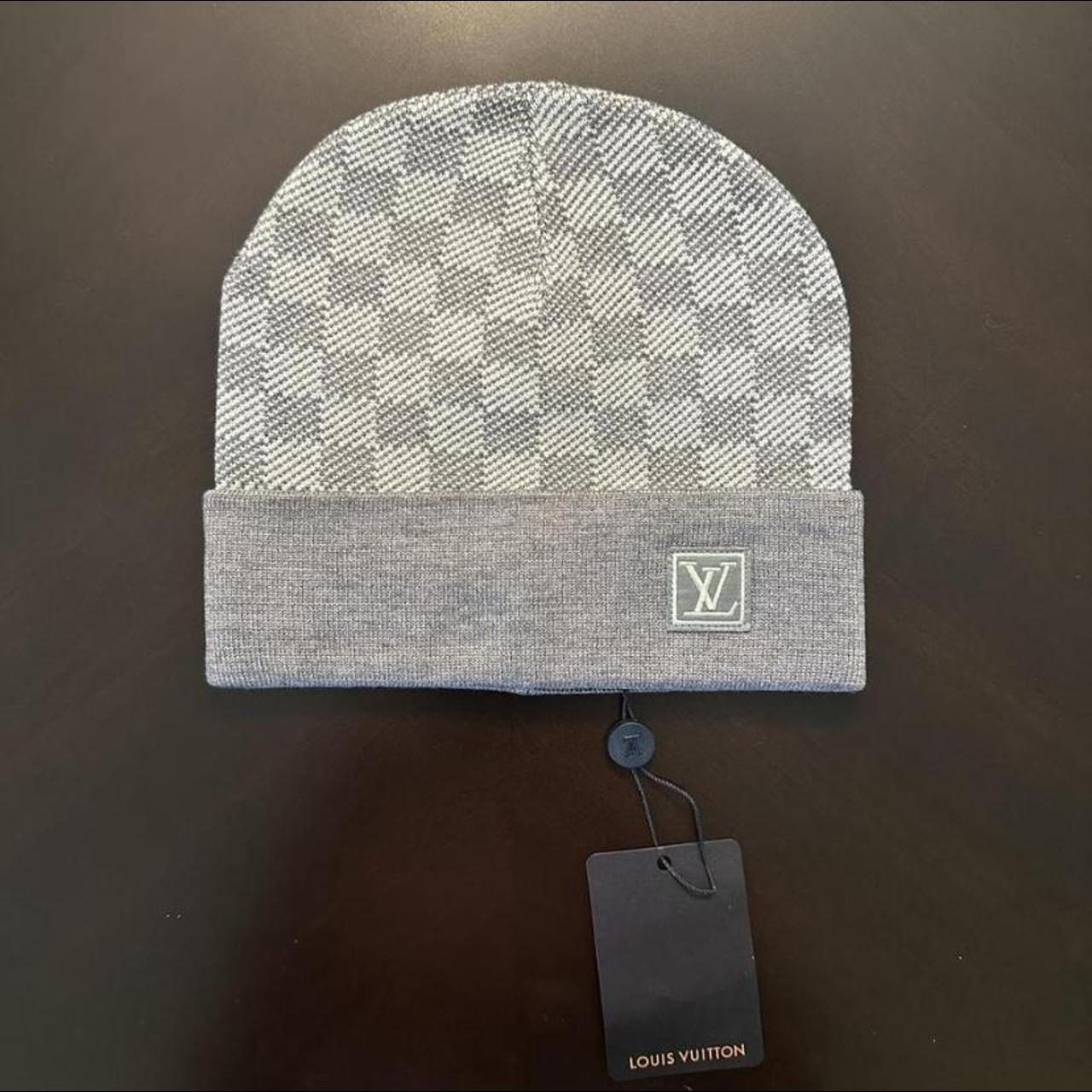 Louis Vuitton Beanie Grey LV Monogram - Depop
