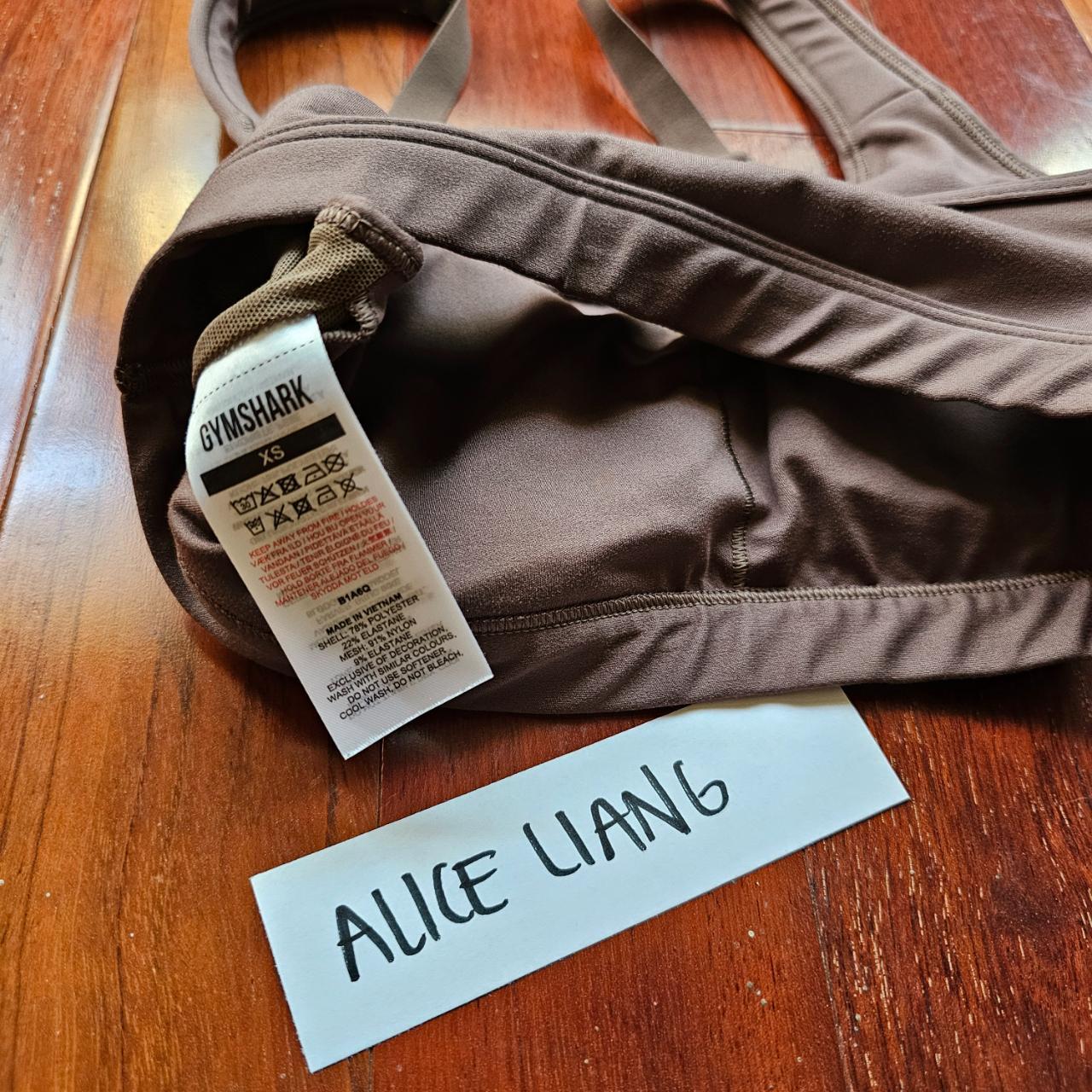 gymshark scoop neck training bra brown size xs like... - Depop