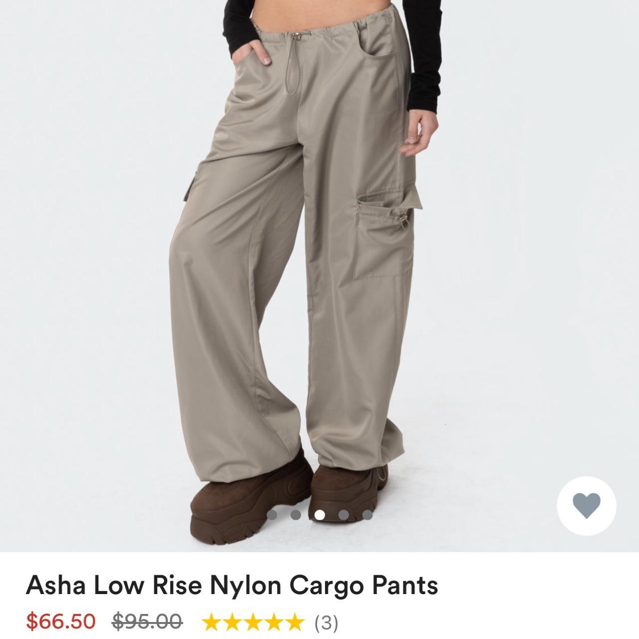 asha low rise nylon cargo pants from edikted never... - Depop