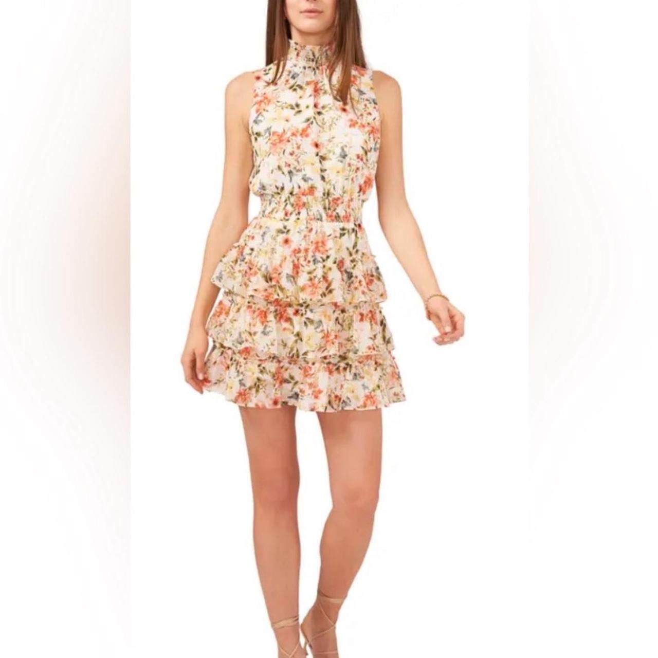 1. STATE smocked mini dress in daybreak watercolor.... - Depop