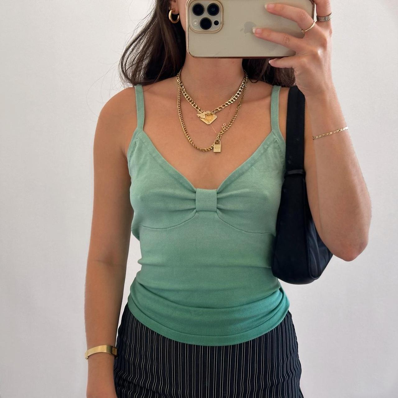 Vintage Baby Blue Gradient Crop Top ️ The cutest... - Depop