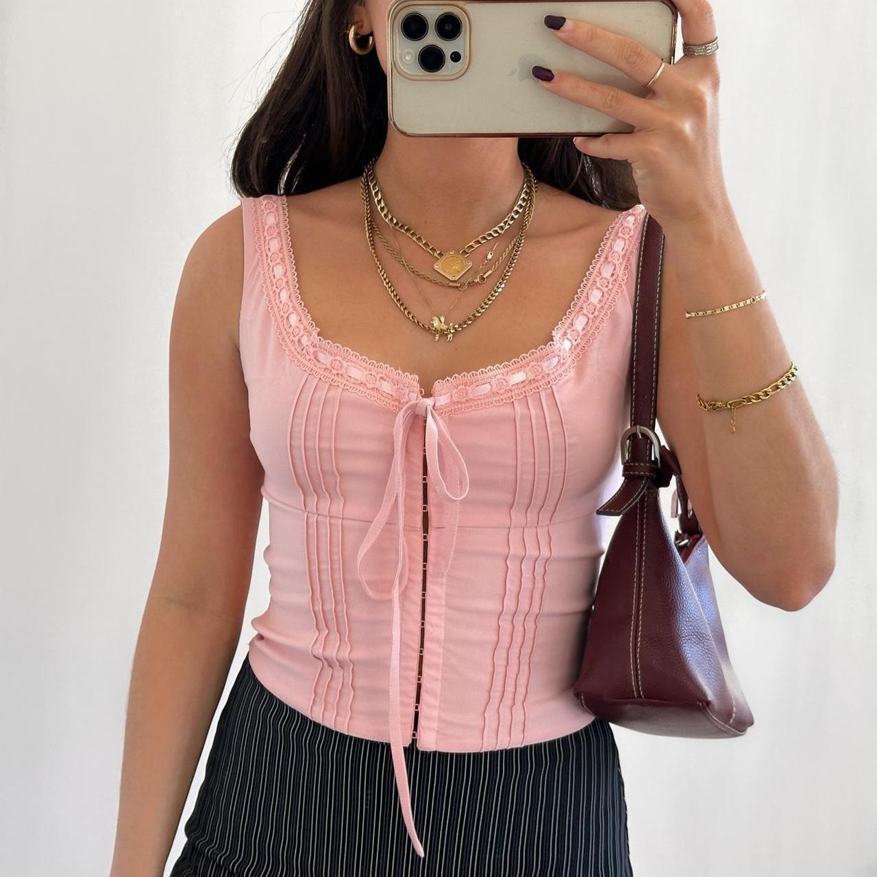 Baby Pink Milkmaid Bustier Cotton Top 👼🏼 The cutest... - Depop