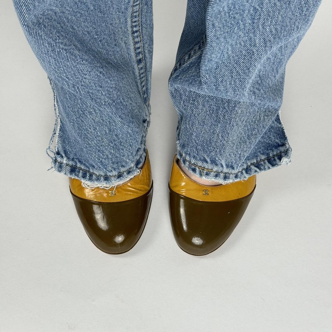 Classic two-tone Chanel Mary Janes Heel taps have... - Depop