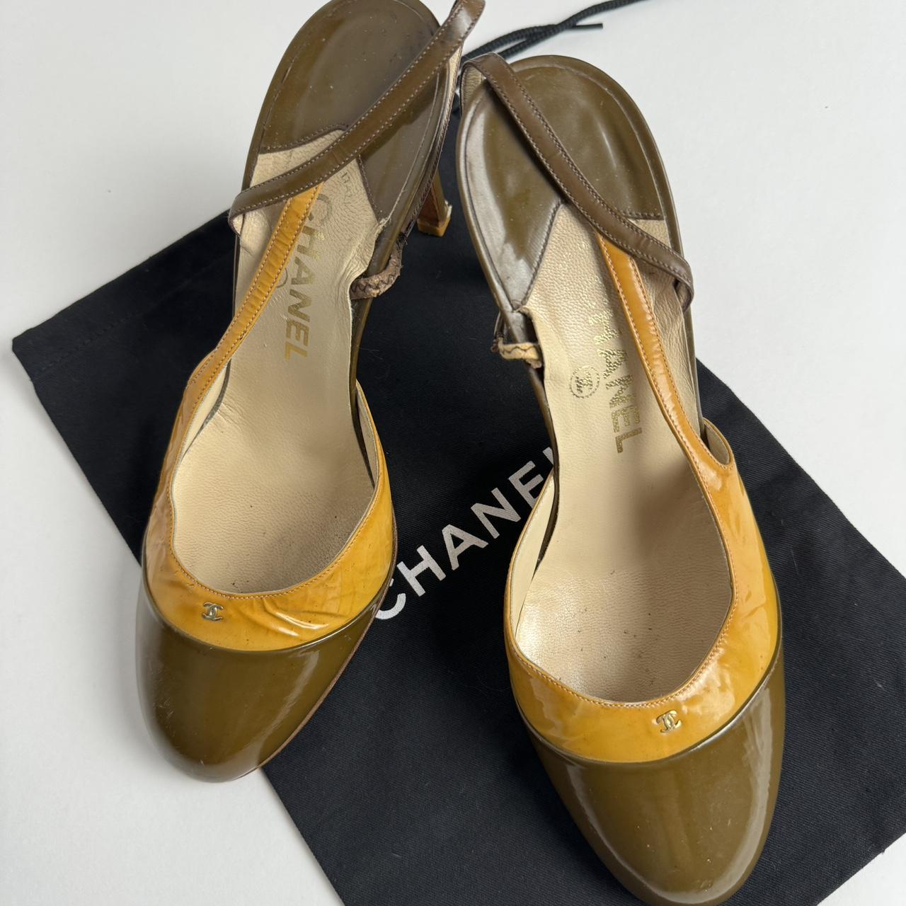 Classic two-tone Chanel Mary Janes Heel taps have... - Depop