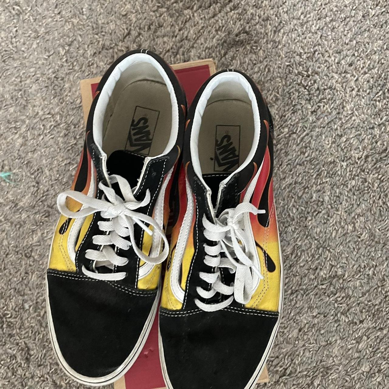 old school vans fire print. Fair wear but not too... - Depop