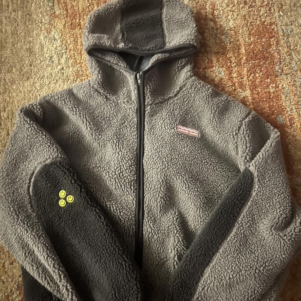 grey push pull fleece worn once perfect condition... - Depop