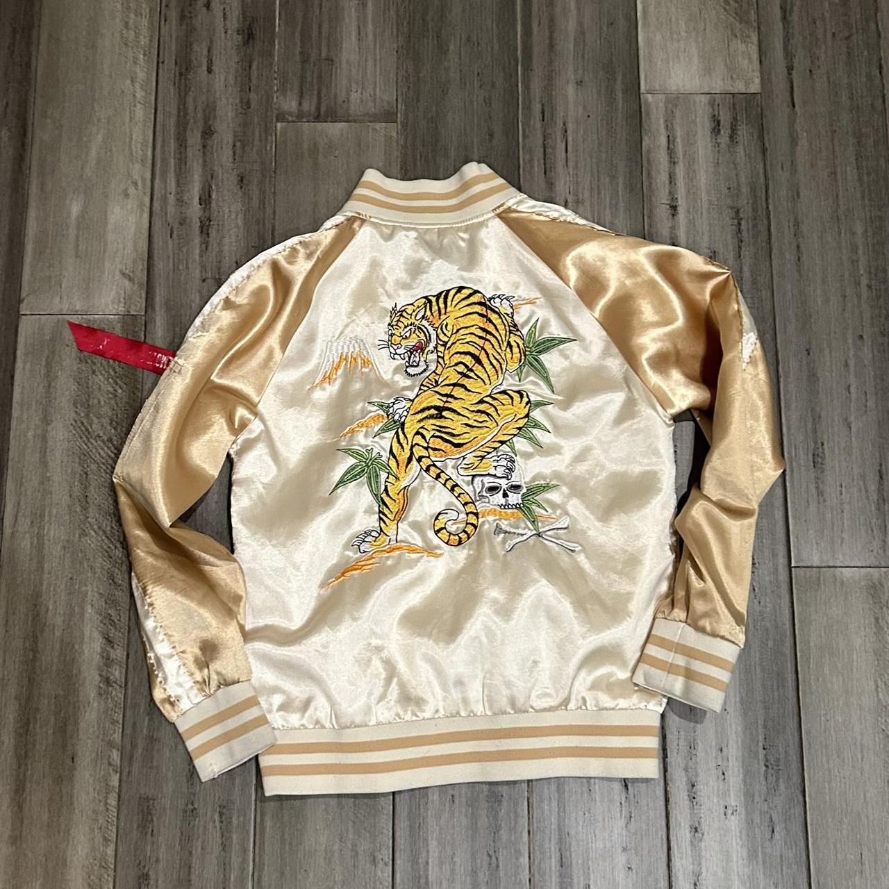 1990s vintage Japanese tiger satin bomber jacket -... | Depop