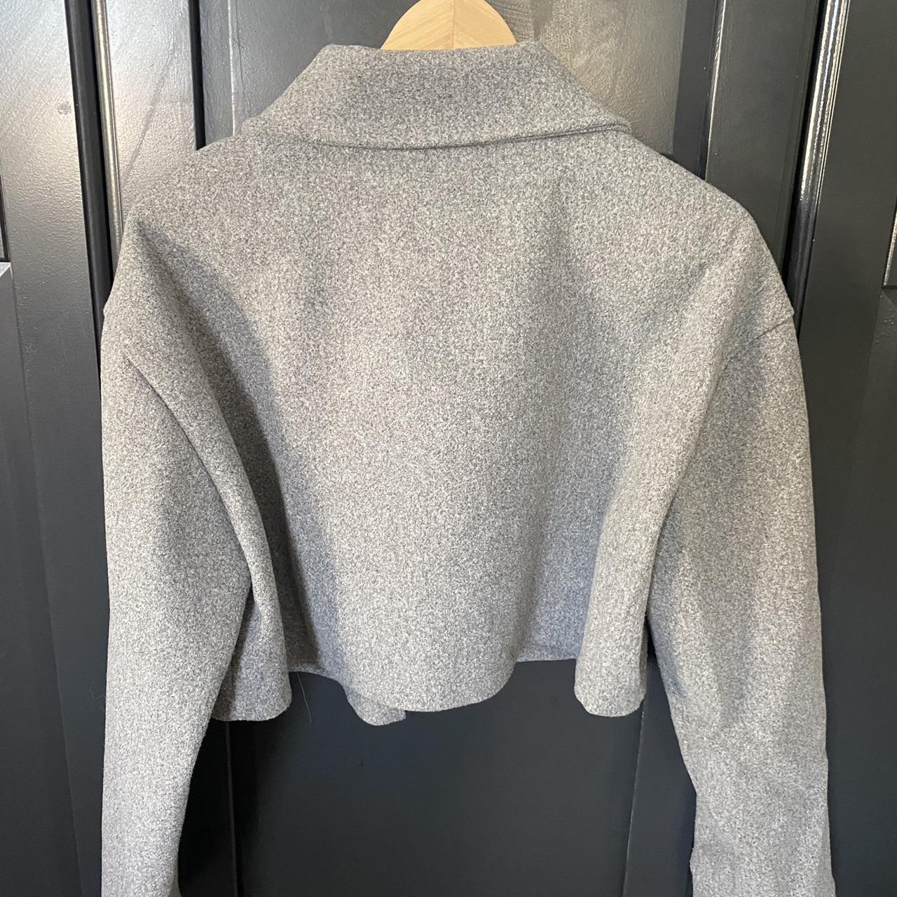 Grey wool look pocket detail cropped jacket PLT | Depop