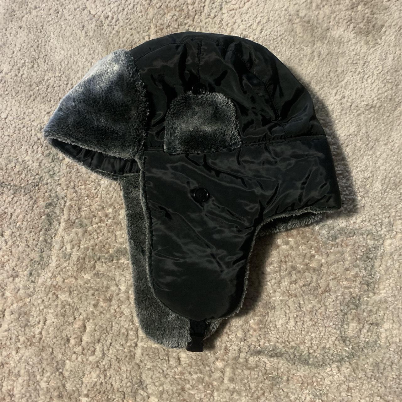 Black Ushanka with grey fur, very warm and cool to... - Depop