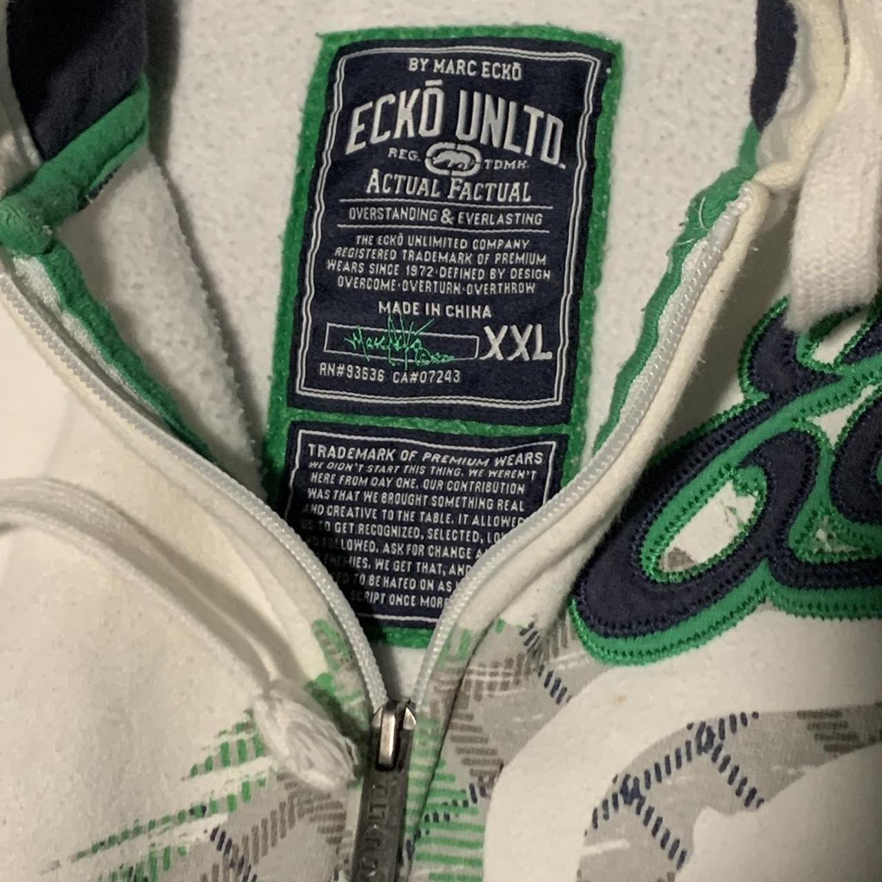 sick 2000s white n green ecko zip up 👍 ‼️‼️size XXL‼️‼️... - Depop