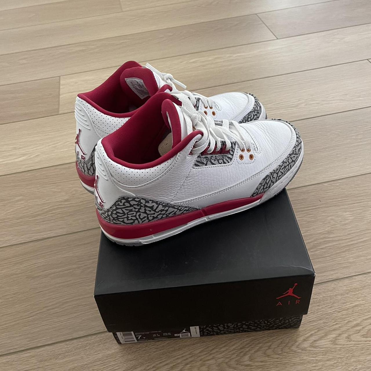 Jordan 3s retro - cardinal red 7y **im a size 7w... - Depop