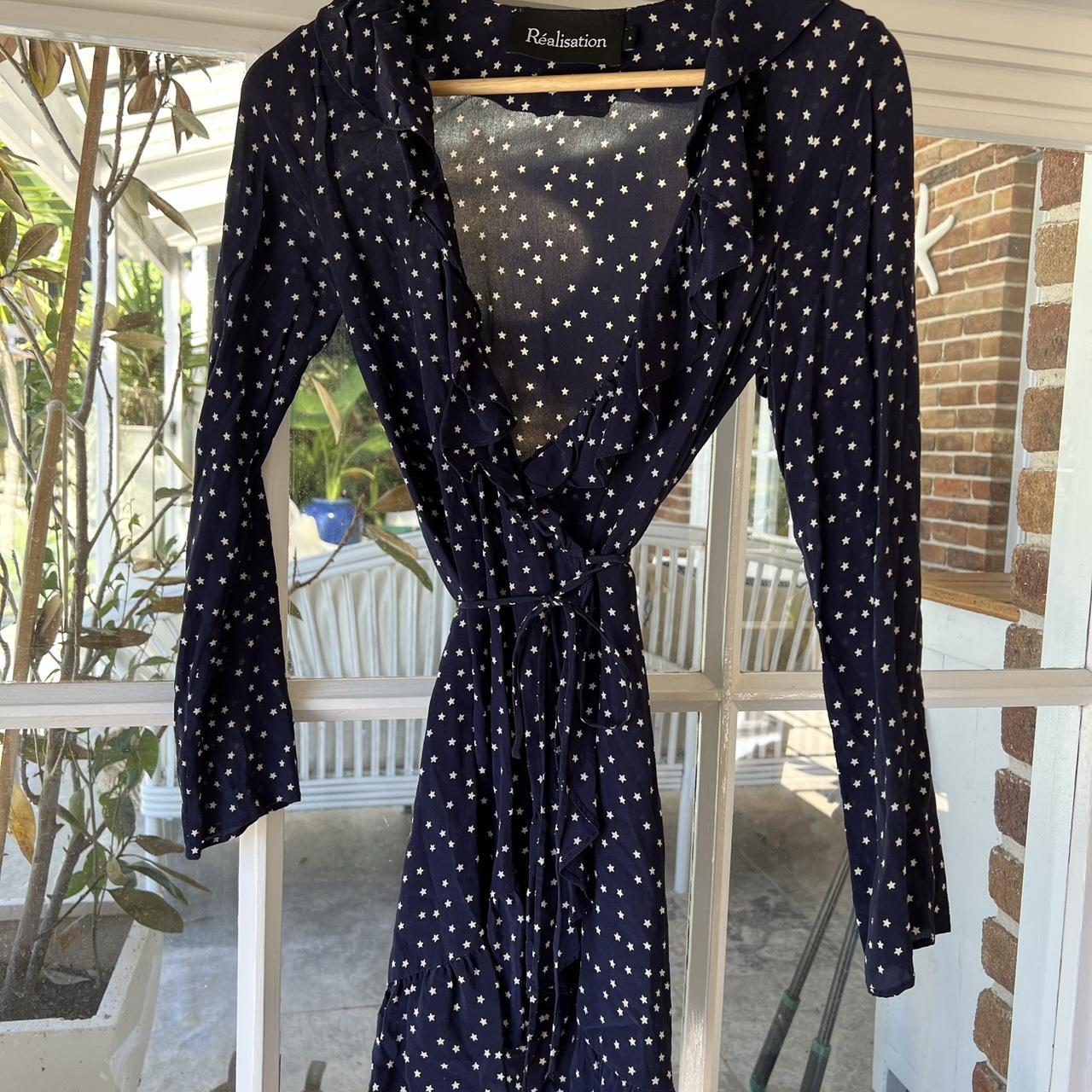 Realisation Par star navy long sleeve dress - Depop