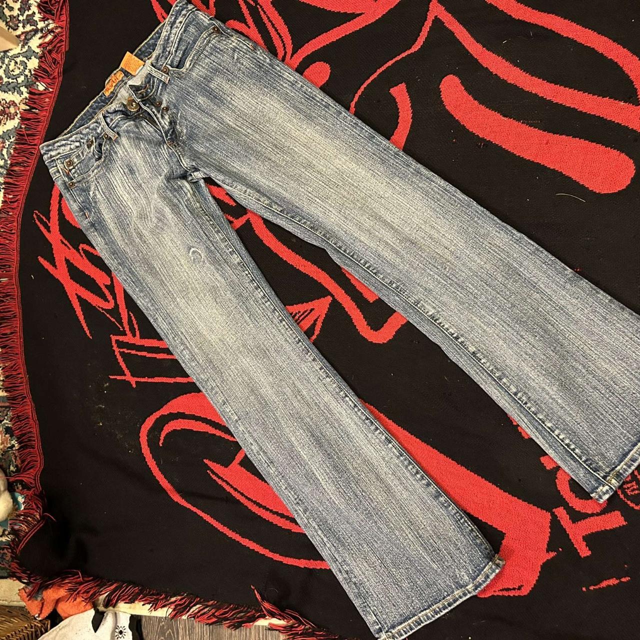 Vintage Y2K Zana Di Orange Stitching Low-rise Flare... - Depop