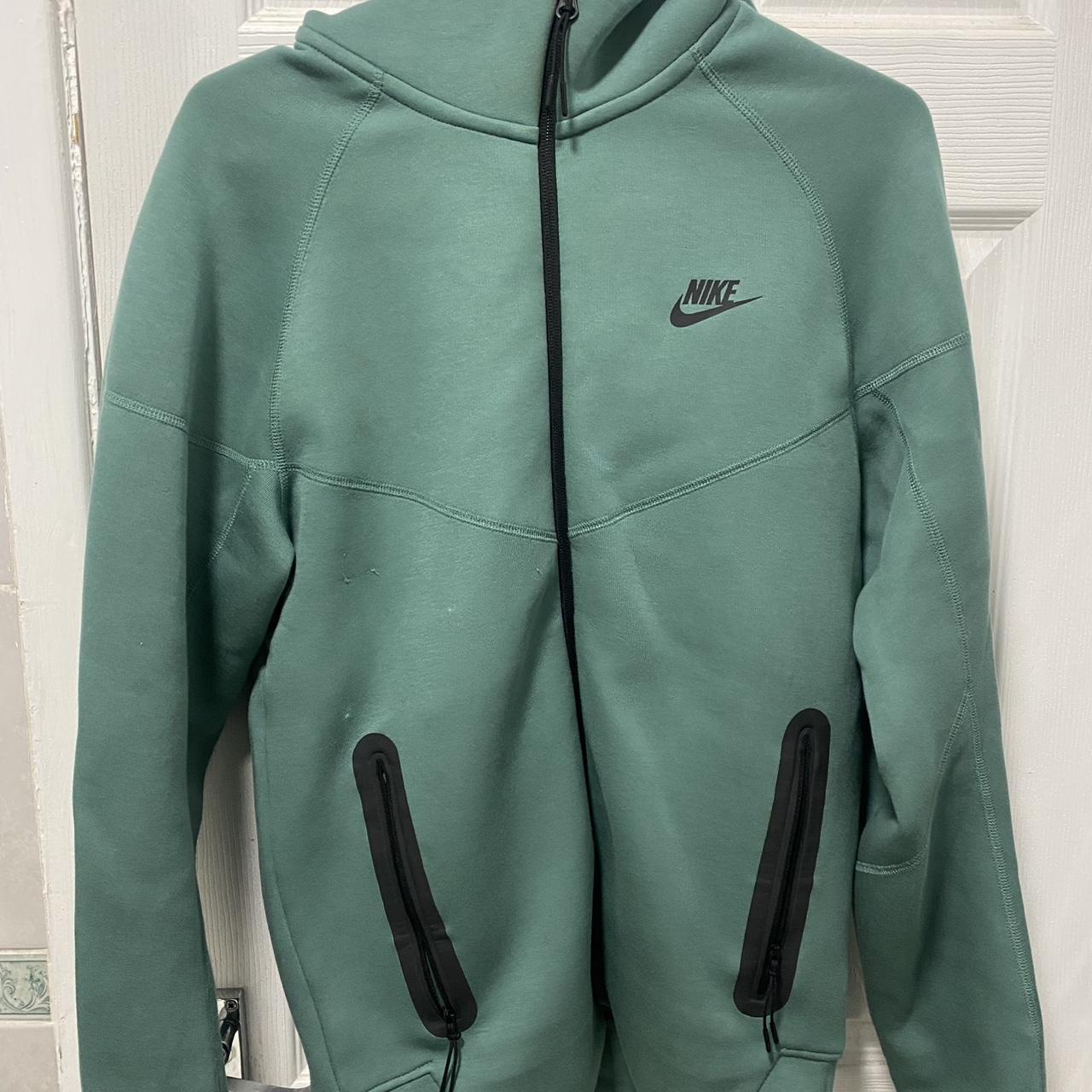 Nike green tech fleece hoodie only worn once... | Depop