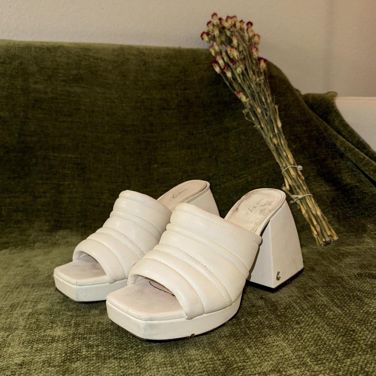 Circus Ny White platform mule sandals Chunky block... - Depop