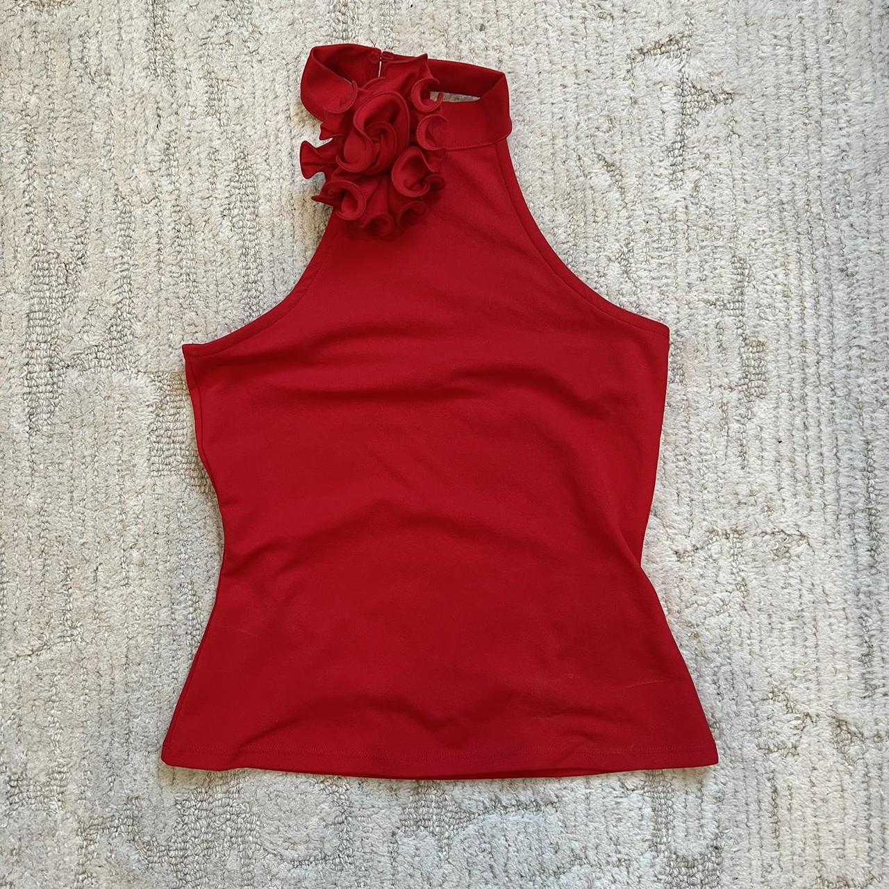 🥀 Halter Neck Rose Top 🥀 - detachable rosette pin -... - Depop