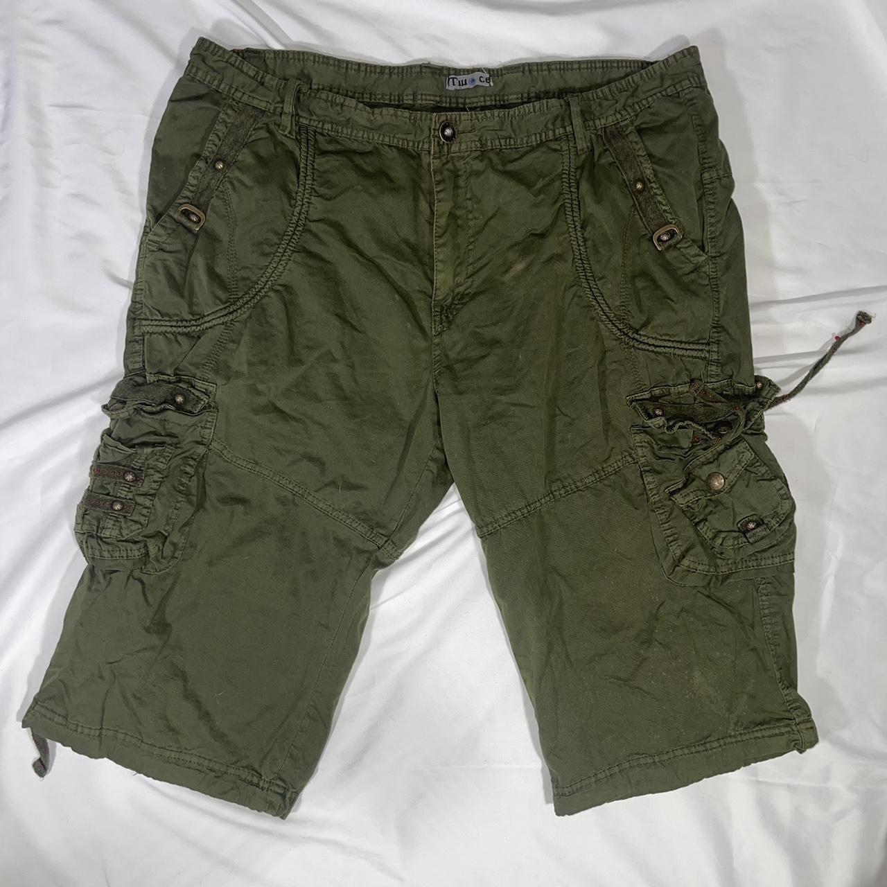 Junye Jeans X Twoce: Green utility multi pocket... - Depop