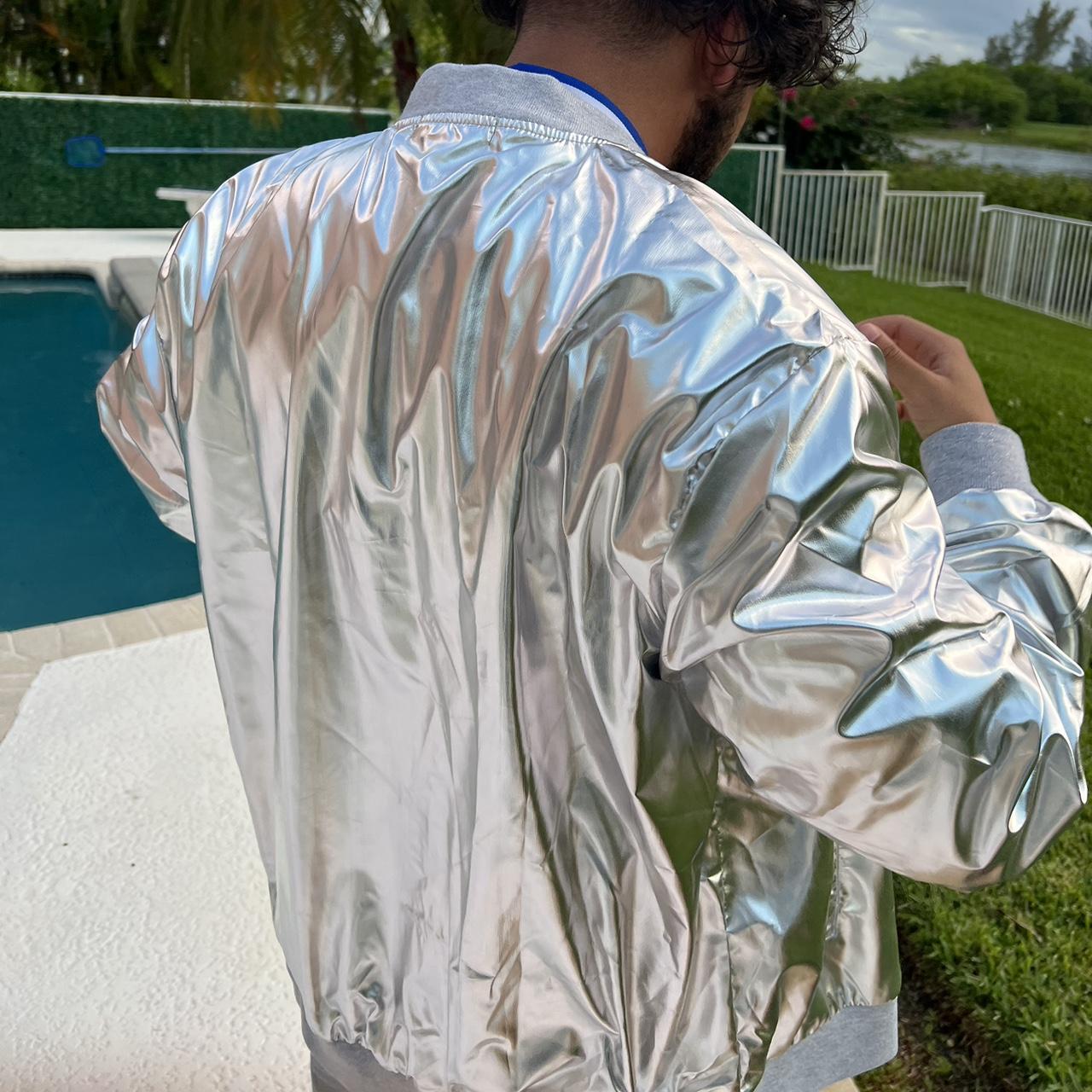 Metallic medium unisex jacket🤍 Very light weight... - Depop