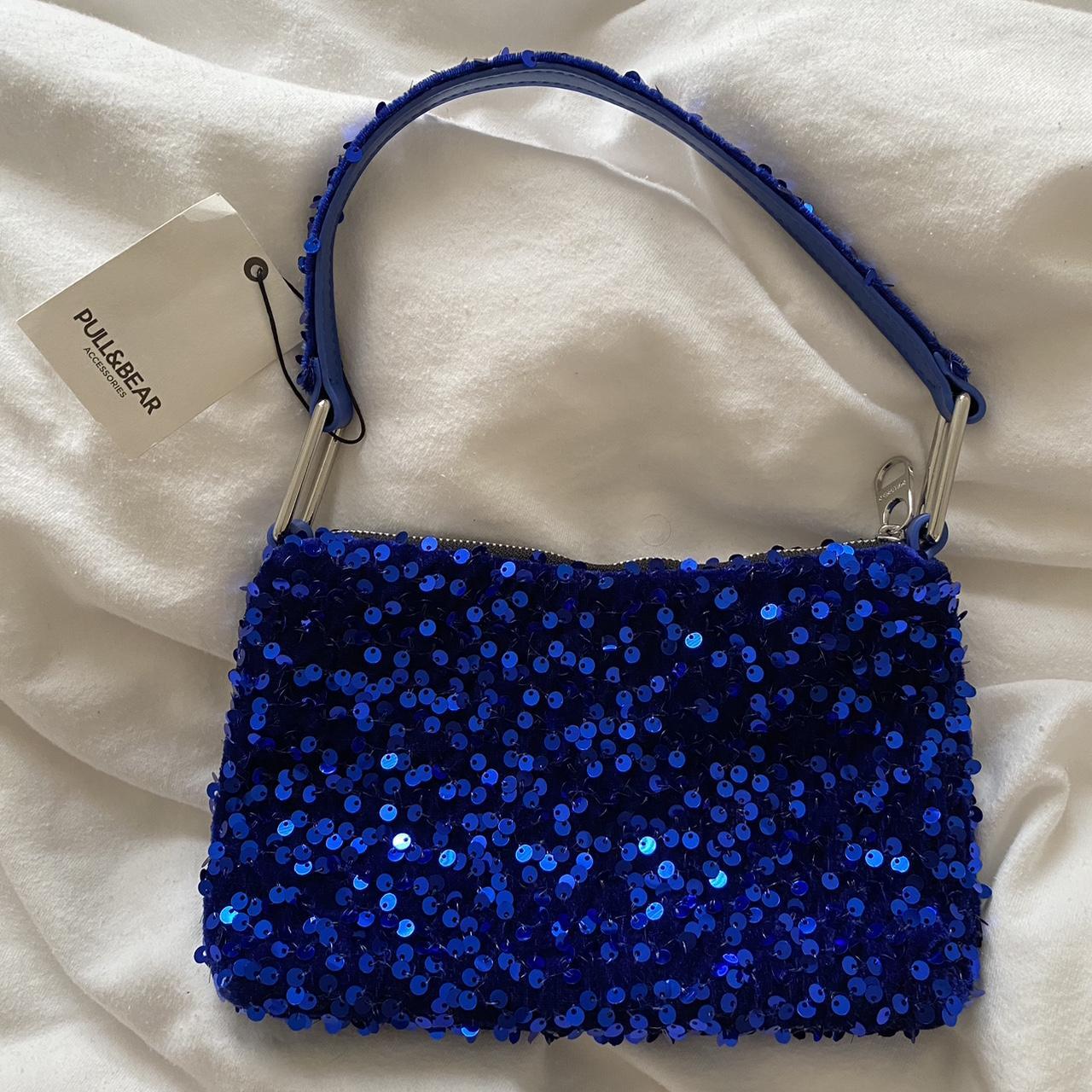Pull & Bear shoulder bag Blue velvet and... - Depop