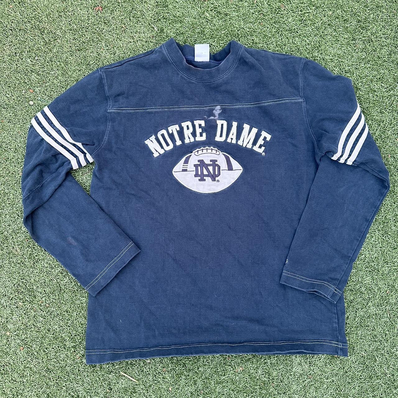 Adidas Navy Blue Norte Dame Small Longsleeve... - Depop