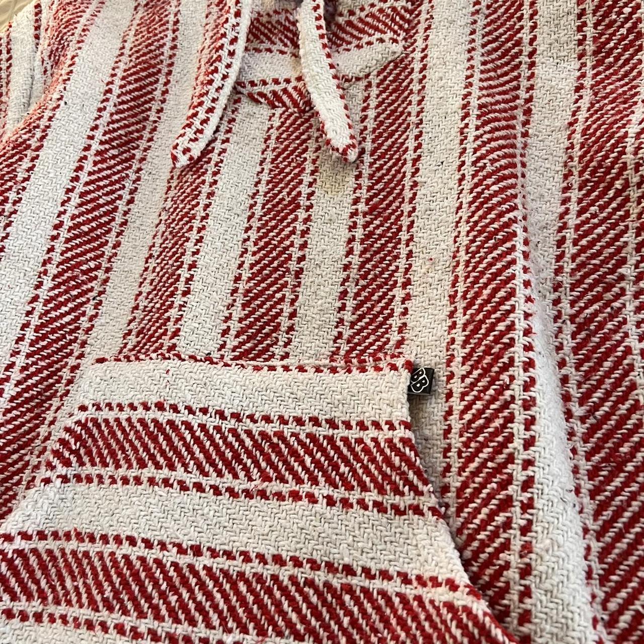 Red and white Baja Billy’s poncho Spicoli Drug... - Depop