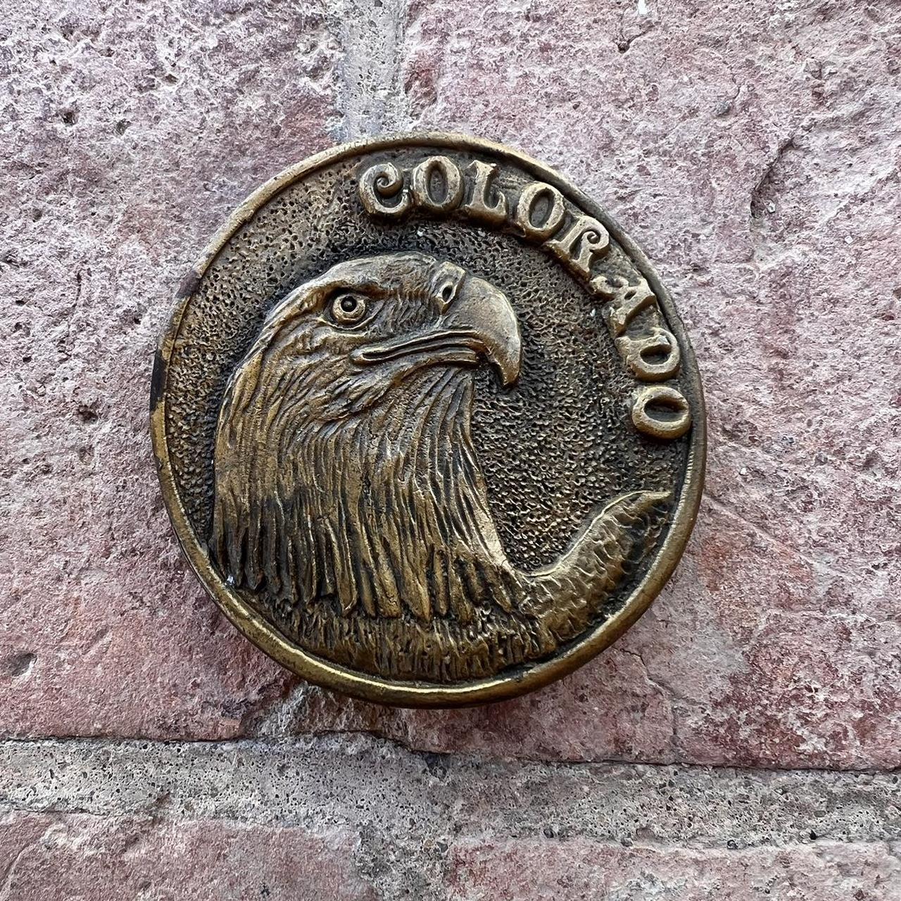 🦅 Bronze colored Colorado belt buckle with majestic... | Depop