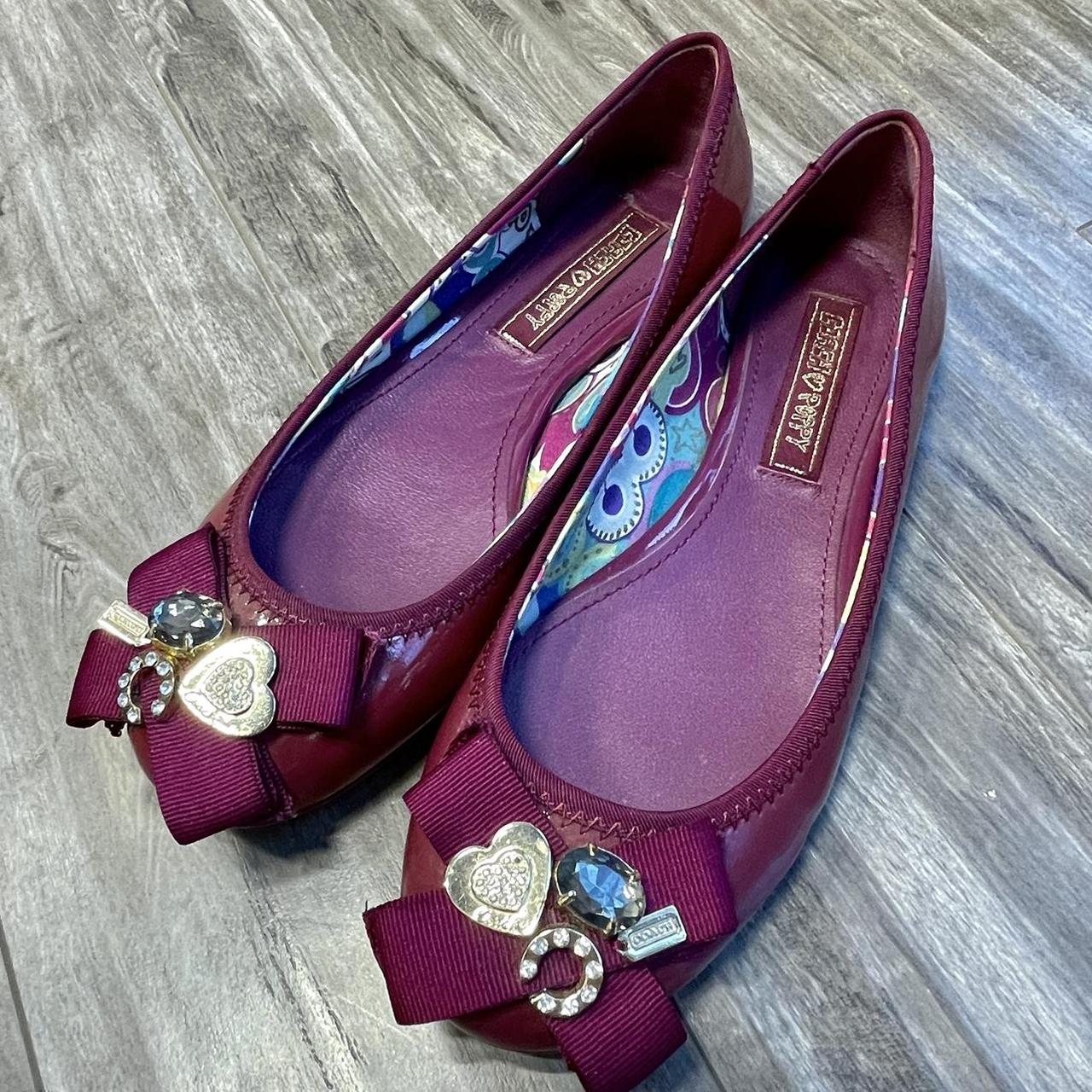 Coach Poppy Embellished Purple Flat Shoes size... - Depop