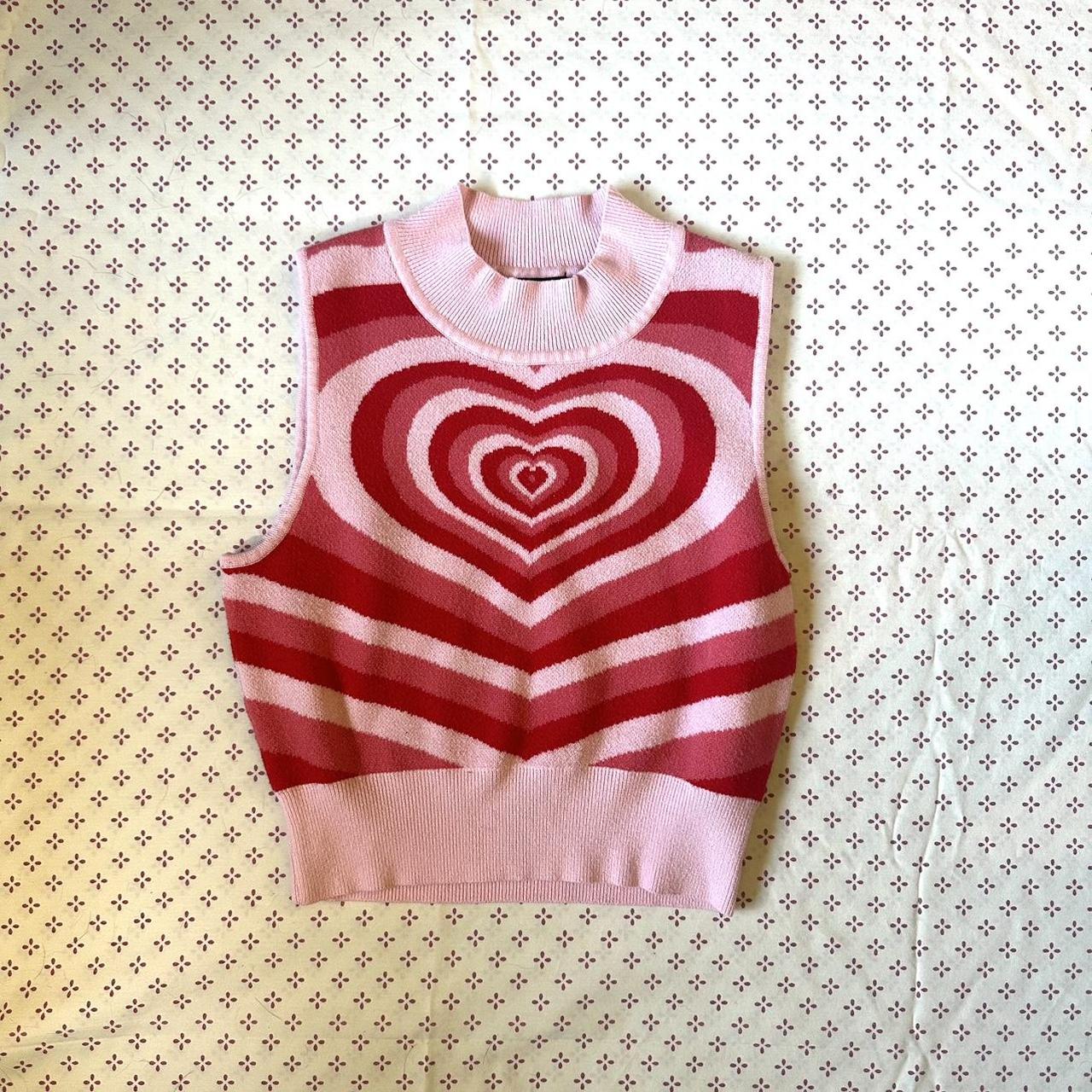 Cider heart shape stripes pink and red 💗knitted... - Depop