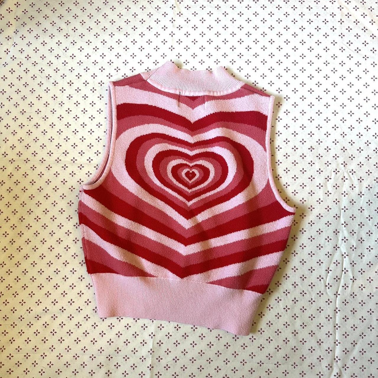 Cider heart shape stripes pink and red 💗knitted... - Depop