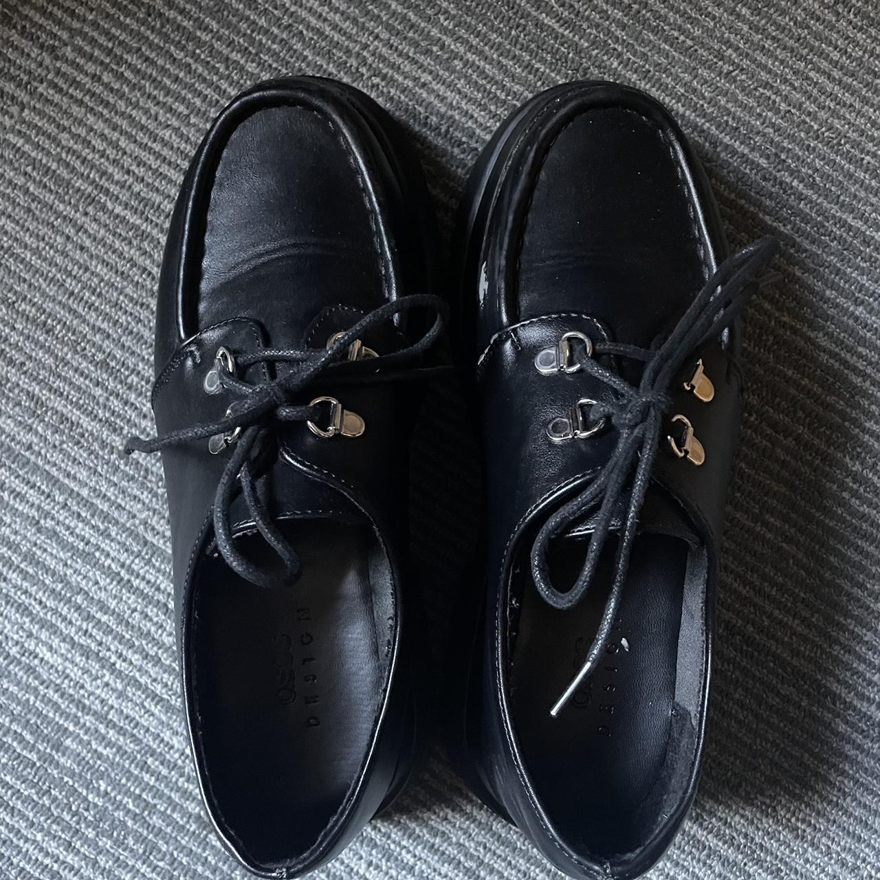 asos design chunky platform black loafers size... - Depop