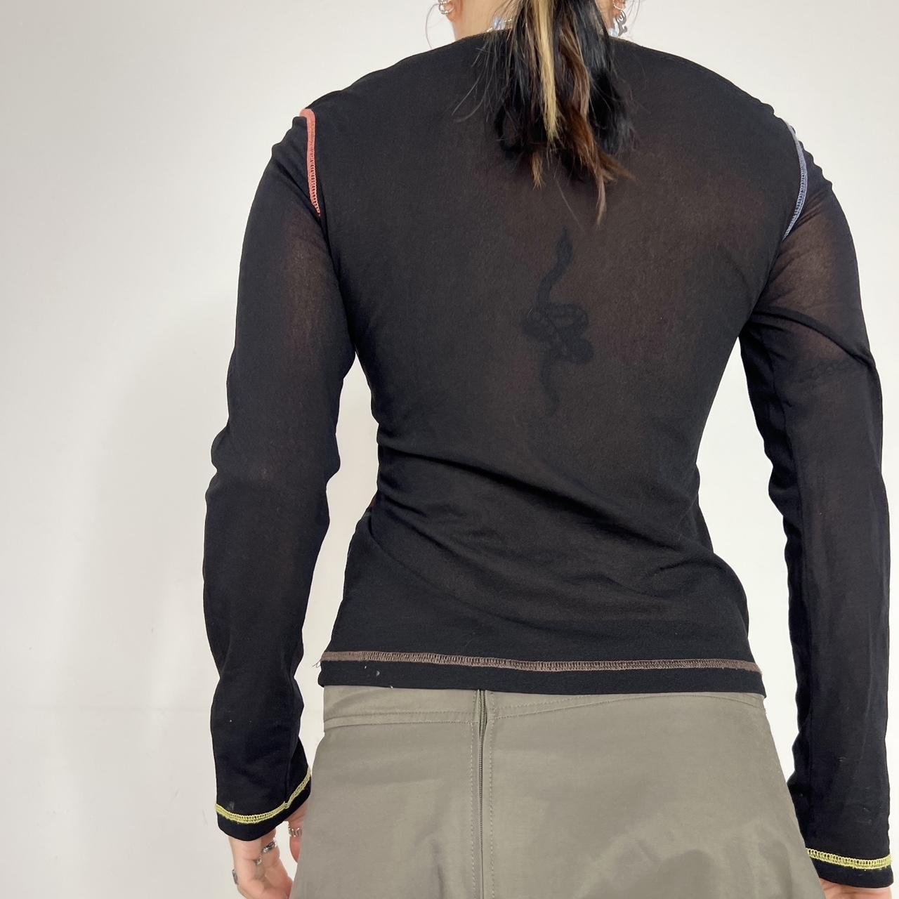 Vintage y2k mesh top long sleeves & graphic print... - Depop