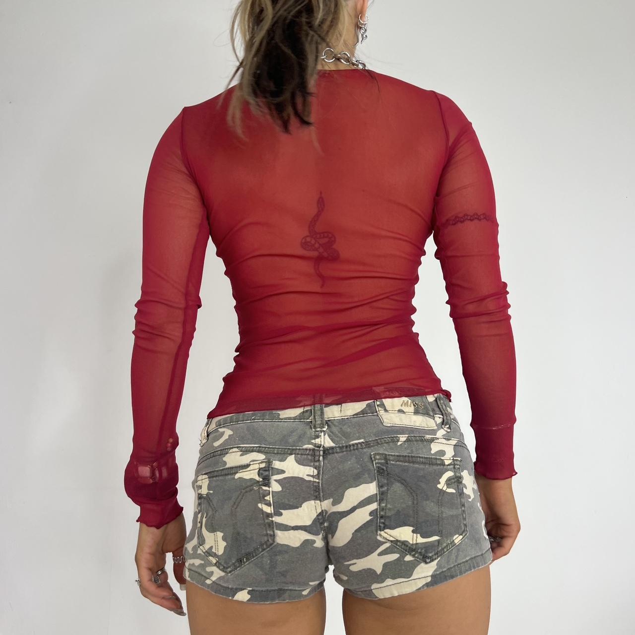 Vintage y2k mesh top long sleeves. (model is... - Depop