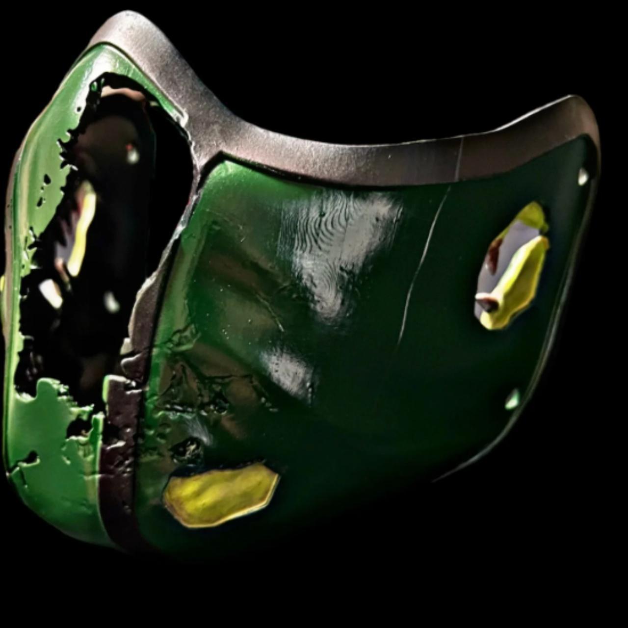 New damage mortal kombat reptile mask Green with... - Depop