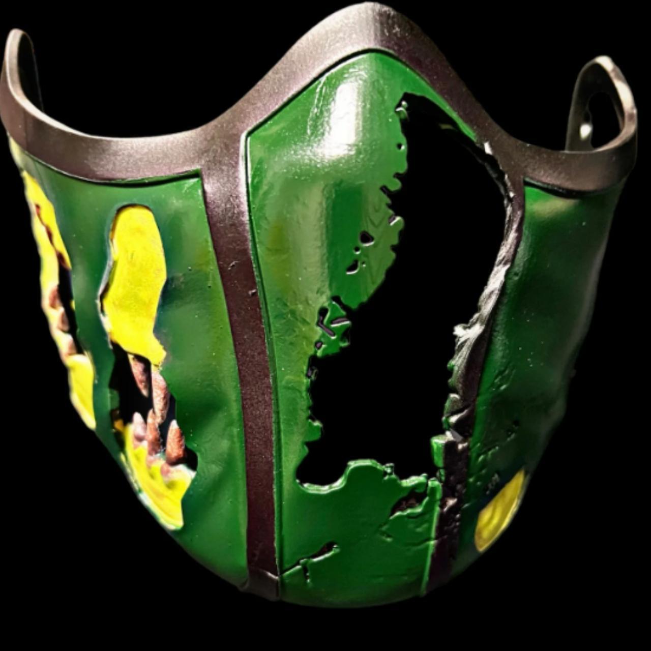 New damage mortal kombat reptile mask Green with... - Depop