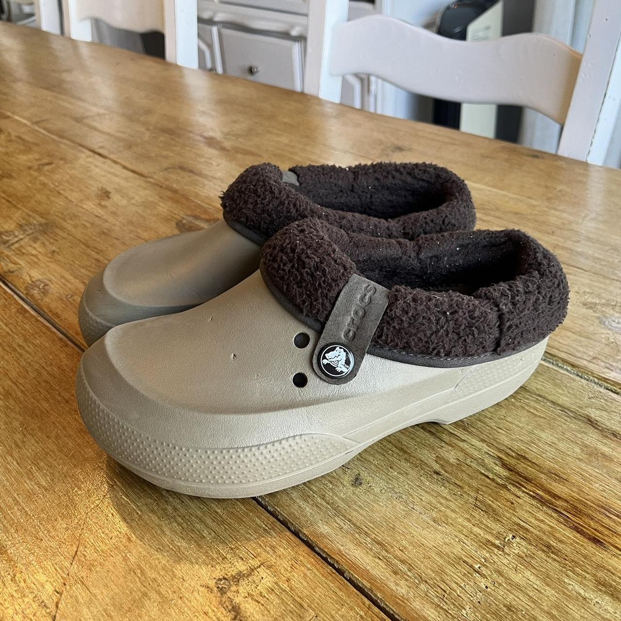 Crocs Blitzen Brown Removable Faux Fur Lined Clogs... - Depop