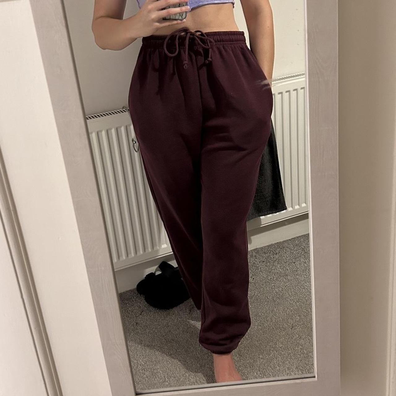 Pretty Little Thing Joggers Burgundy joggers, high... - Depop