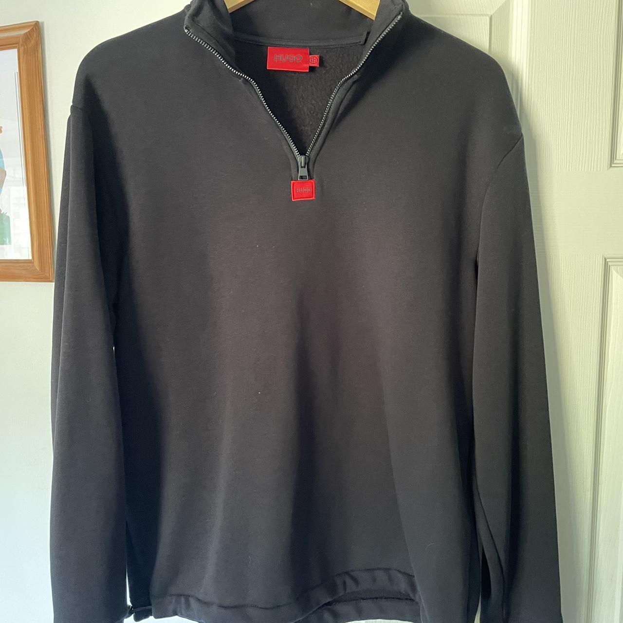Mens Hugo boss quarter zip in black in a size small... - Depop