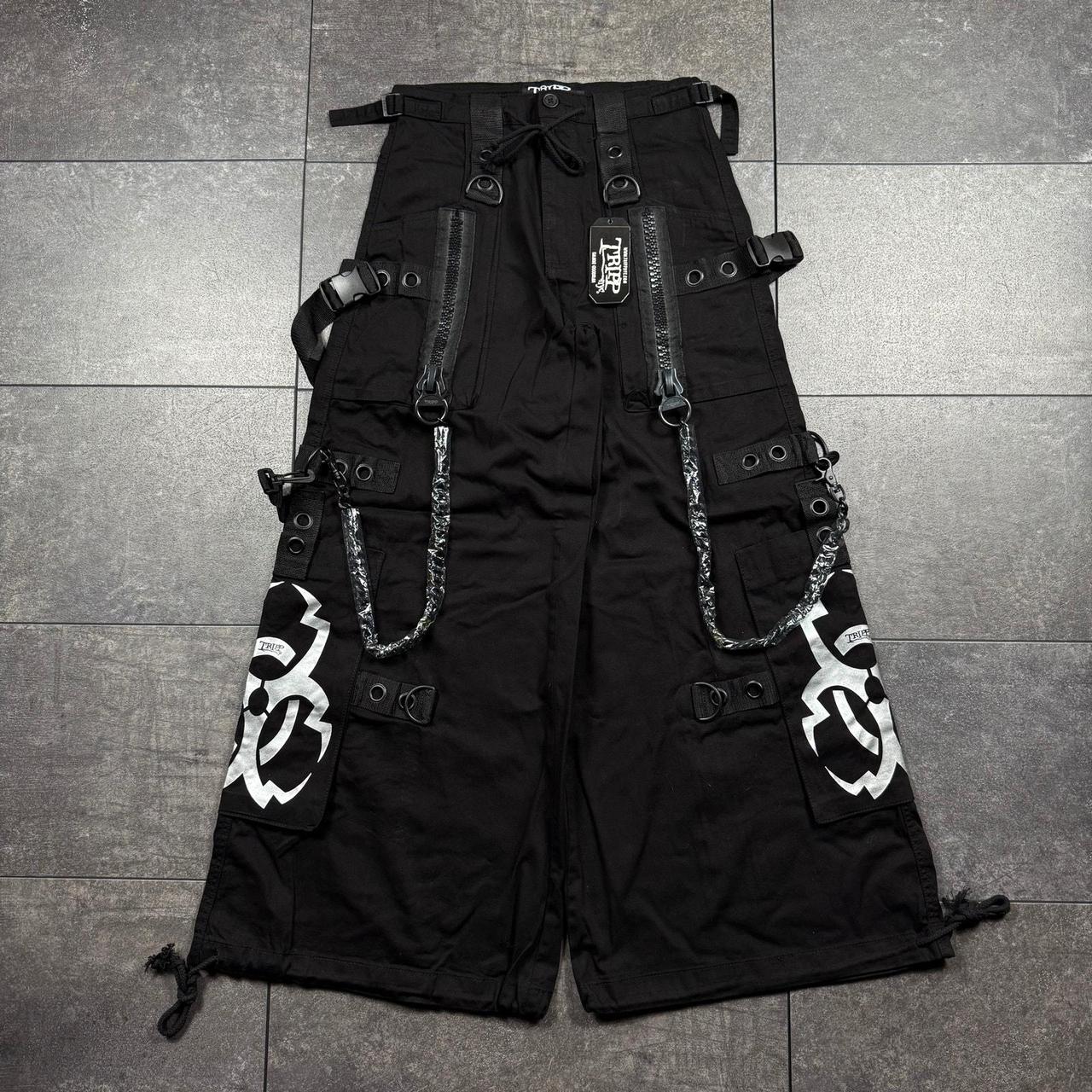 Tripp NYC Metallic Silver Biotech Strap Pant... | Depop