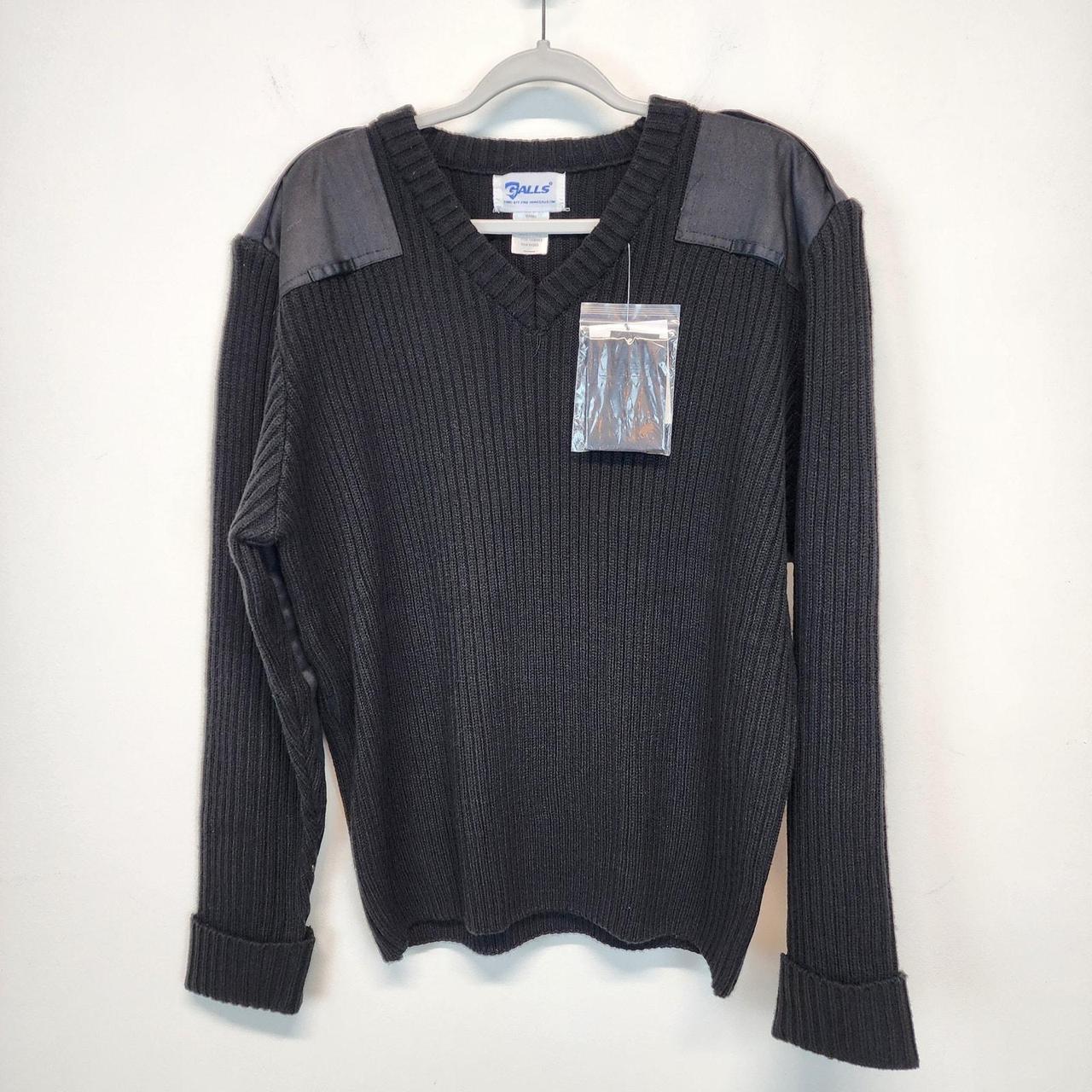 Galls Commando Sweater XL Black Crewneck Epaulette... | Depop