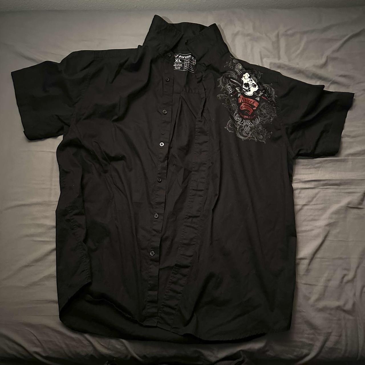 averix skull button up mens xl #vintage #shirt... - Depop