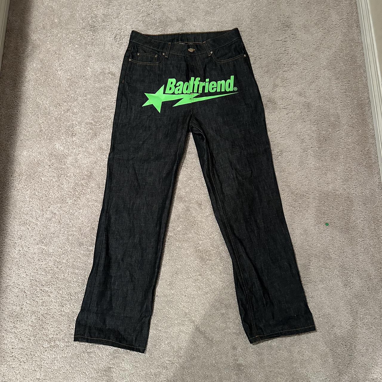 Rare green/black badfriend Jeans Good condition - Depop